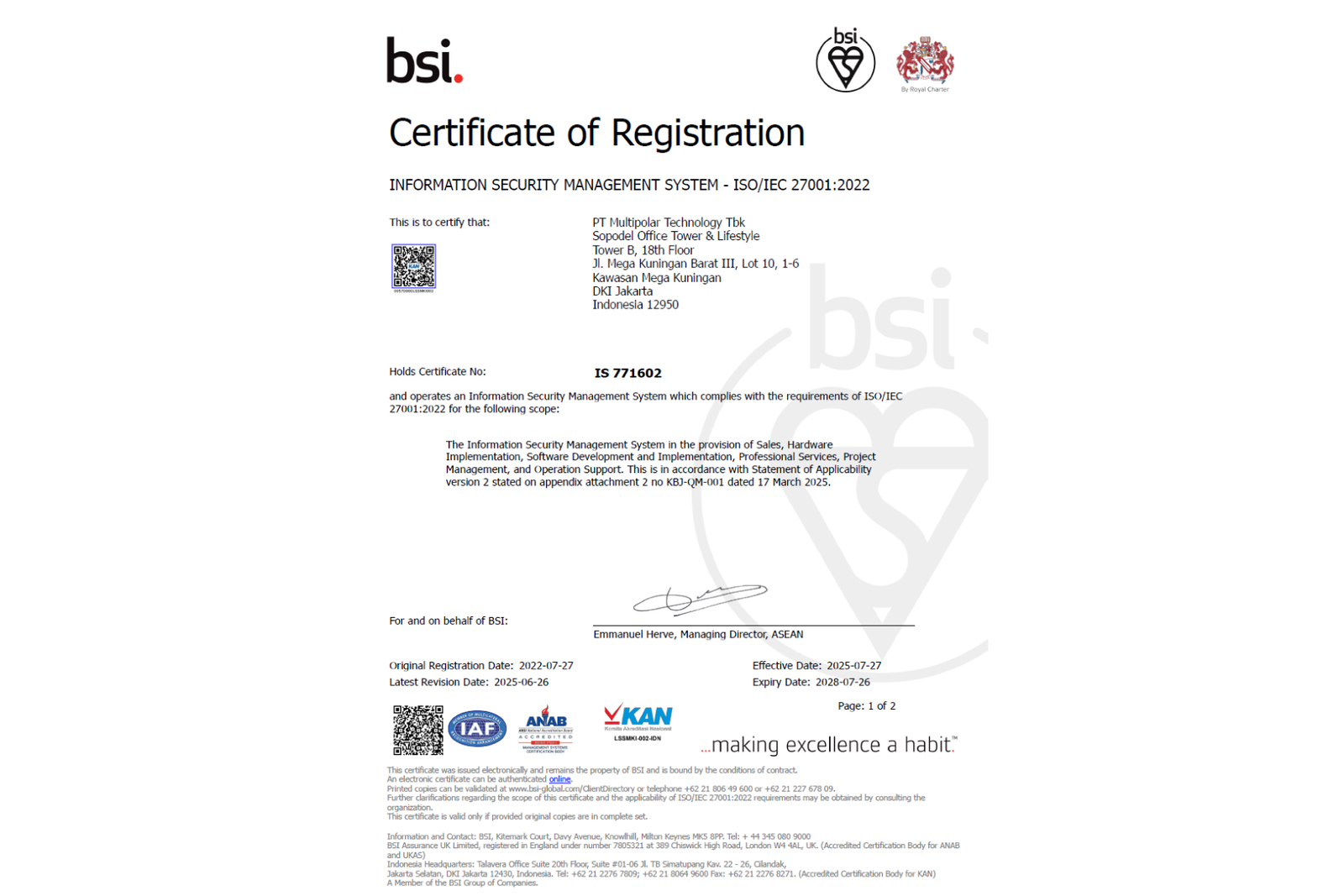 MLPT Officially Achieved ISO/IEC 27001:2022 Certification - Multipolar Technology